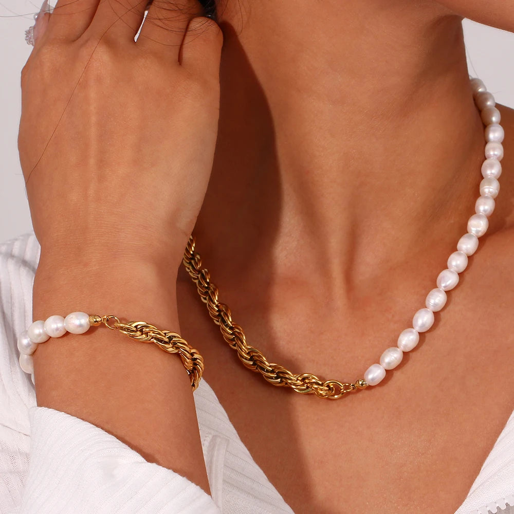 18k Pearl Rope Chain Jewelry Set – Huenaut